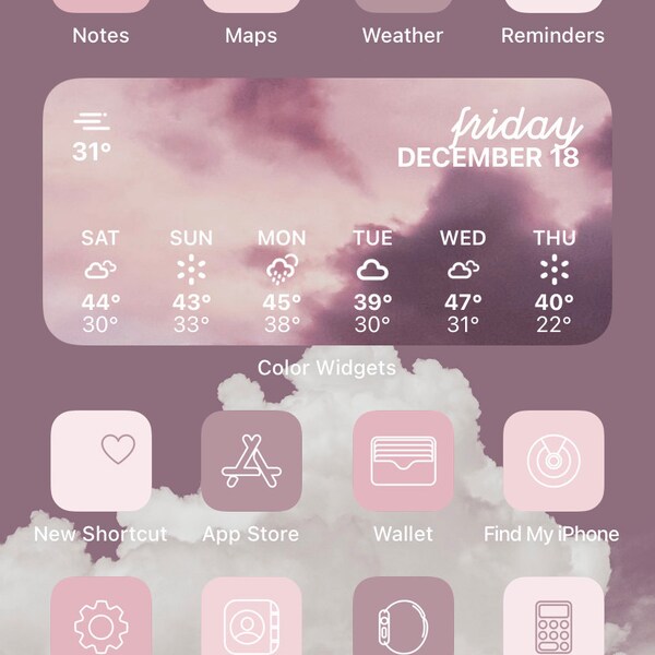 Pastel App Icons, Pink Purple Icons, iPhone App Covers, Pink Aesthetic ...