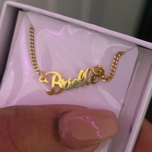 14k Gold Name Necklace, Personalized Gifts for Her, Nameplate Necklace ...