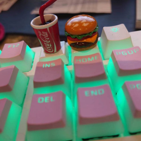 Single Cheese Burger Combo Keycaps Handmade Resin Custom Artisan - Etsy
