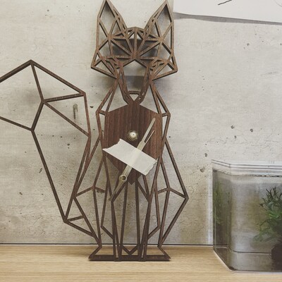 Fox Clock Geometric Wooden Fox Clock Full Fox. Perfect for Fox Lovers ...