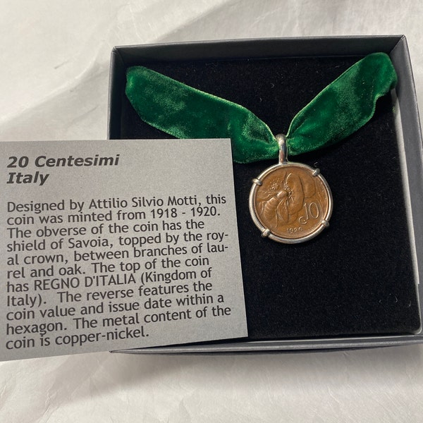Italian Coin Jewelry With Vintage Italy Bee Coin in Handmade Sterling ...