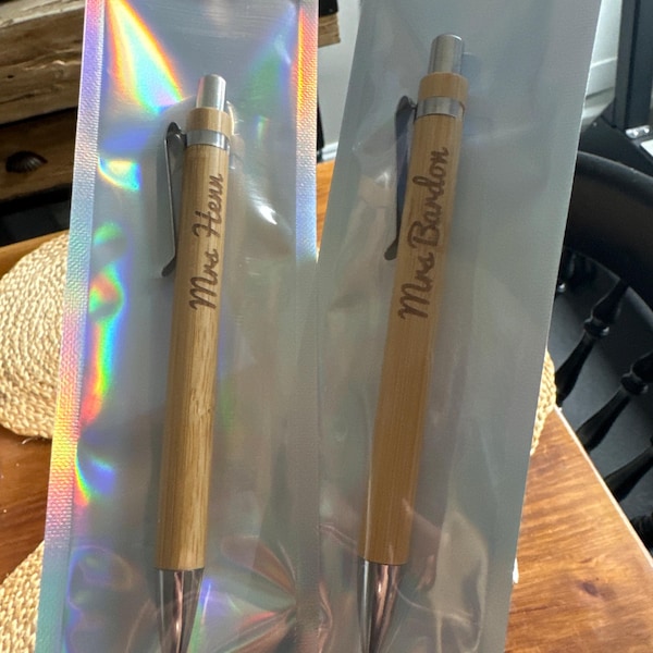 Personalised Teacher Gift, Engraved Pen, Bamboo Pen With Teachers Name ...