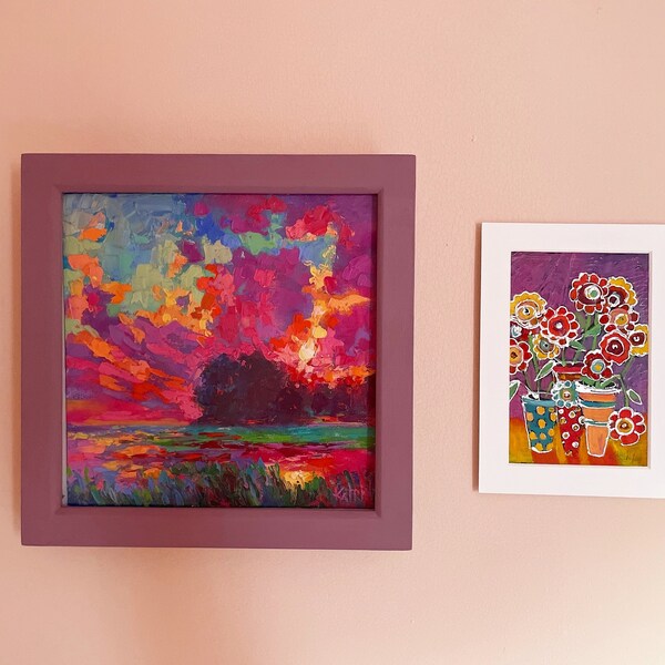 Bright Spring Pink Peony Original Impasto Oil Painting Abstract Floral ...