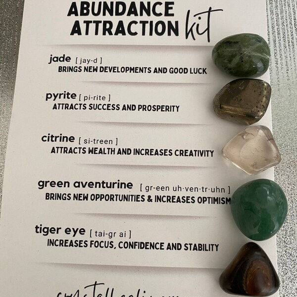 Abundance Attraction Crystal Kit (includes 5 Crystals) - Etsy