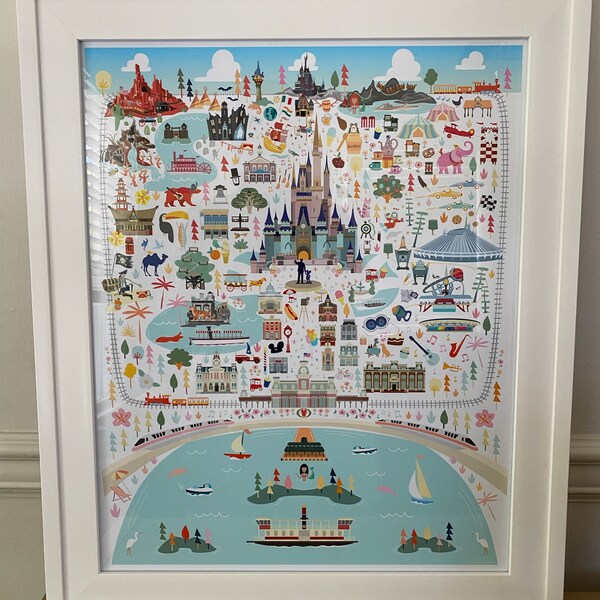 MAGIC KINGDOM Poster | Walt Disney World Magic Kingdom Whimsical Map ...