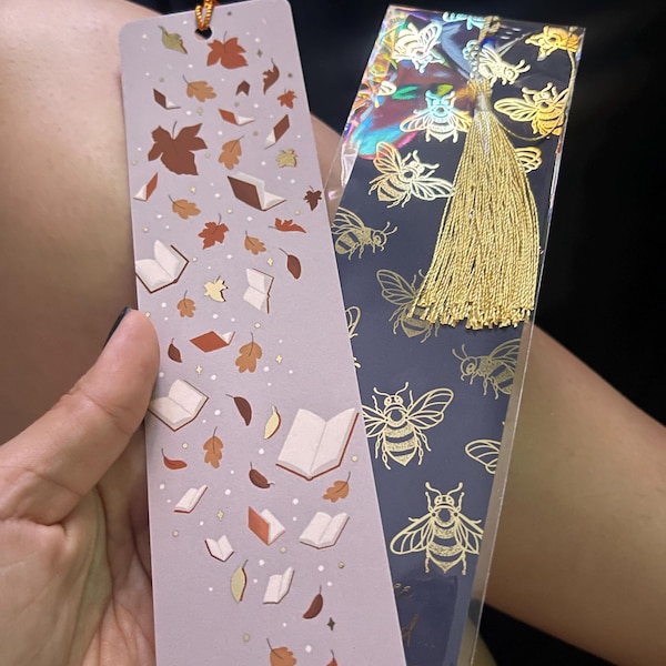 Autumn Leaves Bookmark | Gold Foil Bookmark | Autumn Page Marker | Book ...