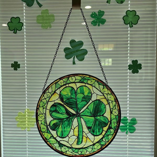 Shamrock Stained Glass Suncatcher, Shamrock Suncatcher, Shamrock Glass ...
