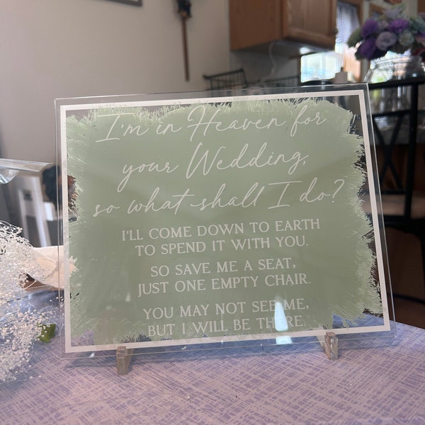 Wedding Memorial Table Sign Acrylic Sign for Tabletop Heaven Wedding ...