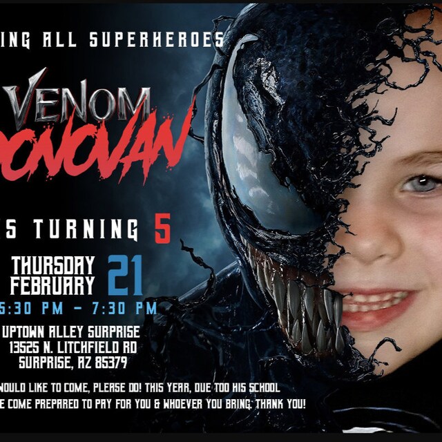 Venom Invitation Venom Party Printable Party Invite Venom | Etsy