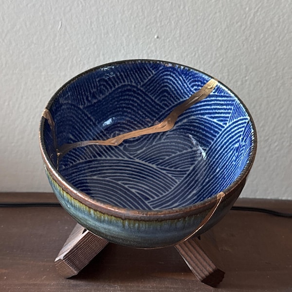 Kintsugi Bowl, Kintsugi Stary Blue Constellation Bowl , Handmade ...