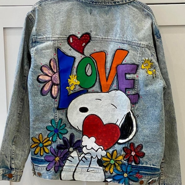Just IN! Glam Pop Art Denim Jacket, Front and Back Designs, Handpainted ...