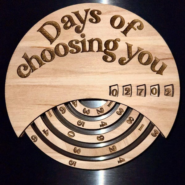 Wooden Engraved Engagement Countdown Gift, Days Until Wedding Count ...