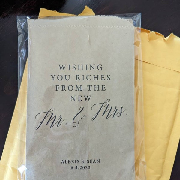 Wishing You Riches From the New Mr and Mrs Favor Bags Scratch Ticket ...