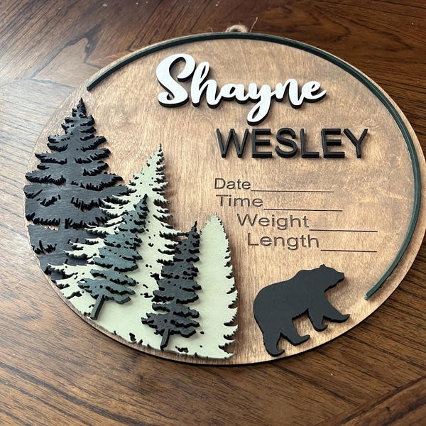Baby Birth Announcement Sign | Woodland Themed Baby Sign |customizable ...