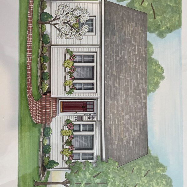 House Drawing, House Portrait, Custom Drawing of Your Home, House ...