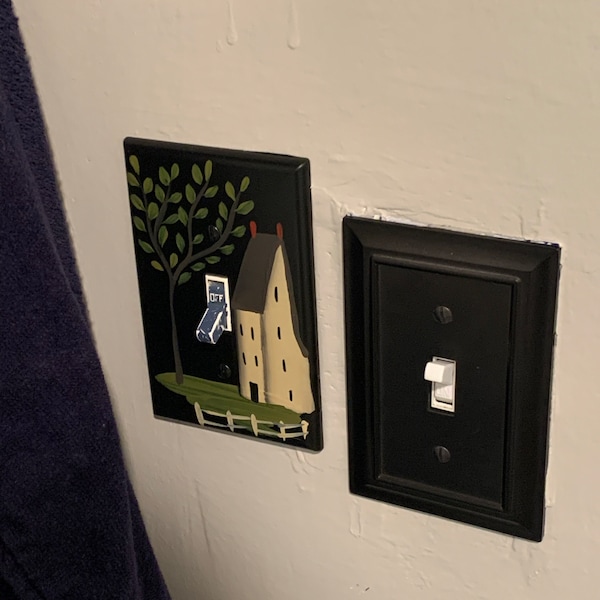 Light Switch Plate Covers Primitive Black With Saltbox and Colonials ...