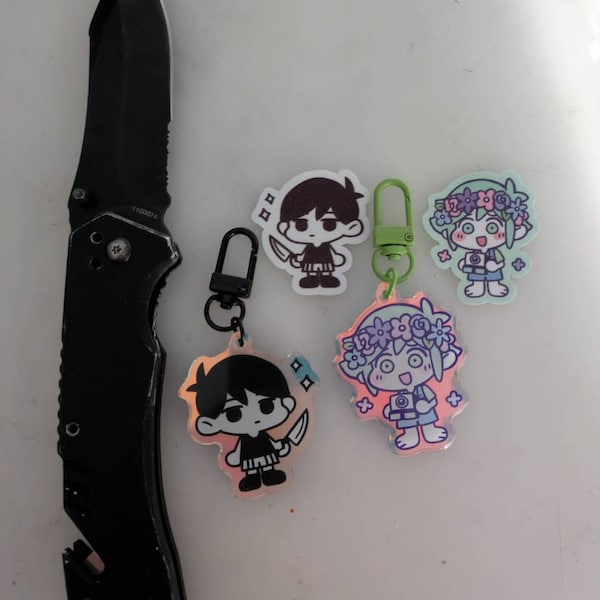 OMORI Rainbow Acrylic Epoxy Keychains OMORI, Aubrey, Kel, Hero, Mari ...