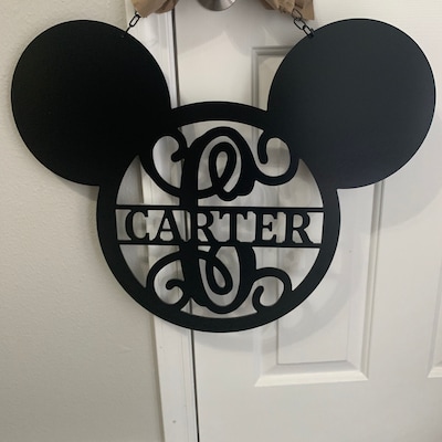 Mickey Silhouette Family Name Monogram Initial Wall/door - Etsy