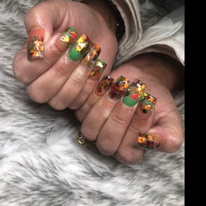 Glitter nail art leaf shape spangles sequins | Etsy