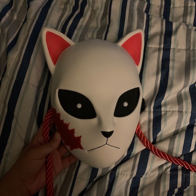 Japanese Kitsune Fox Demon Mask With Scar FINISHED&PAINTED - Etsy