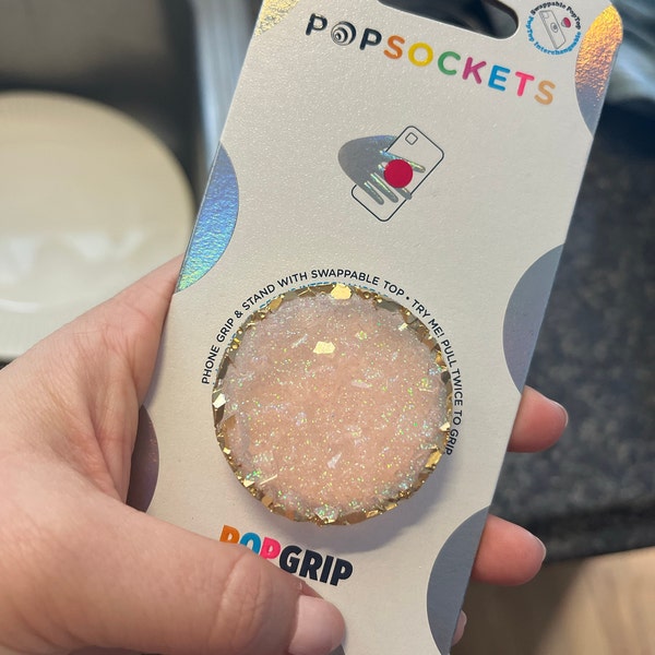 Dusty Peachy Gemstone Druzzy Holographic Agate Geode Inspired Popsocket ...