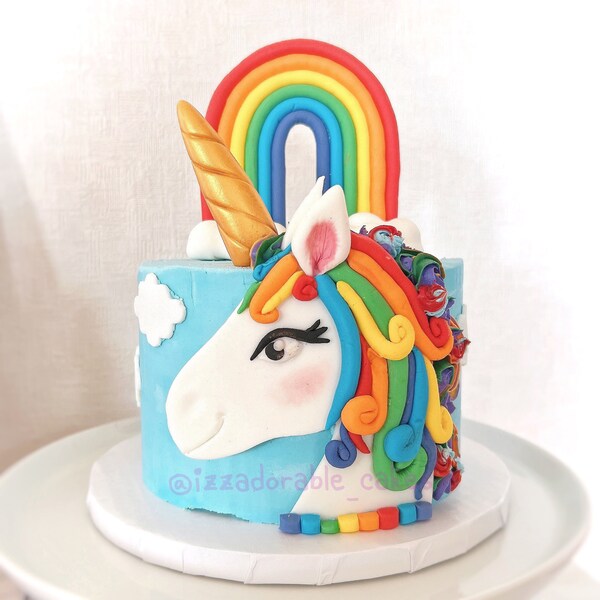 UNICORN Cake Topper Tutorial Templates, Unicorn Cake Decorating ...