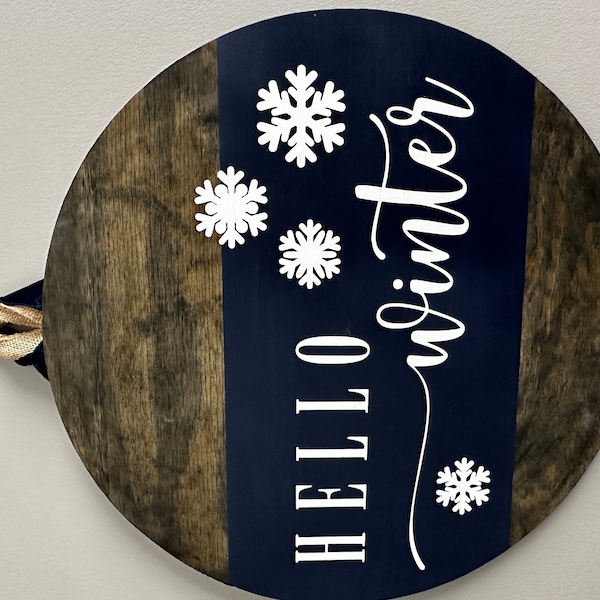 Front Door Sign | Hello Winter | Door Hanger | Winter Decor | Home ...