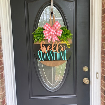 Summer Front Door Decor Hello Sunshine Summer Door Hanger Summer Wreath ...