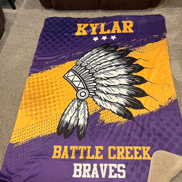Logo Photo Blanket, Sports Fleece Blanket, Personalized Stadium Team ...
