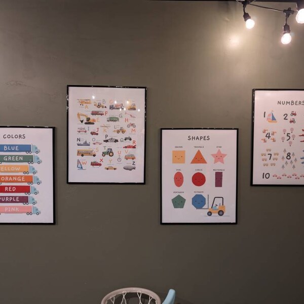 Numbers Vehicle Posters, Playroom Learning Prints, Home School ...