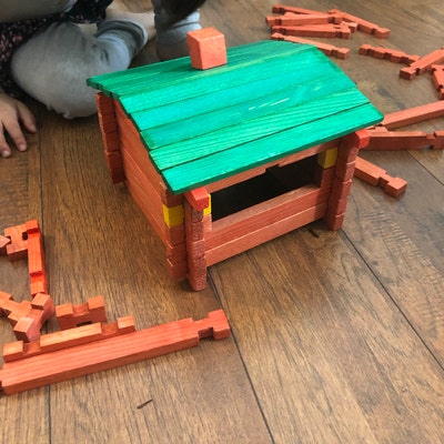 Roy Toy 550 Pc. Deluxe Log Building Set, Made in the USA - Etsy