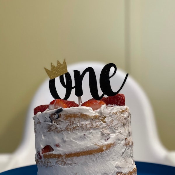 One Cake Topper With Crown - Etsy