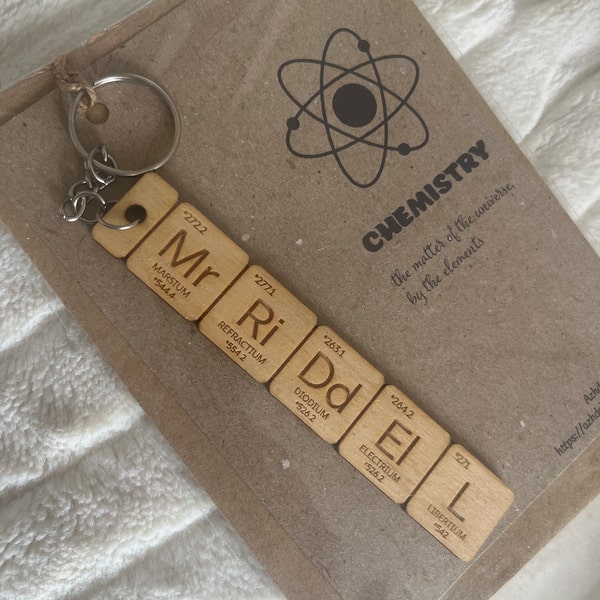 Chemistry Element Name Word Keyring Gift | Science Quirky Keychain ...