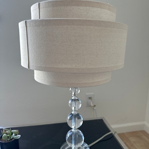 3-tier 18 Hardback Lamp Shade in Off-white Muslin Fabric With Edge ...