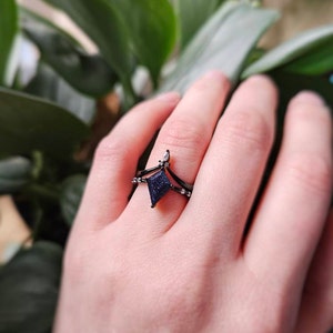 Womens Galaxy Orion Nebula Ring, Black Titanium Plated Engagement Ring ...