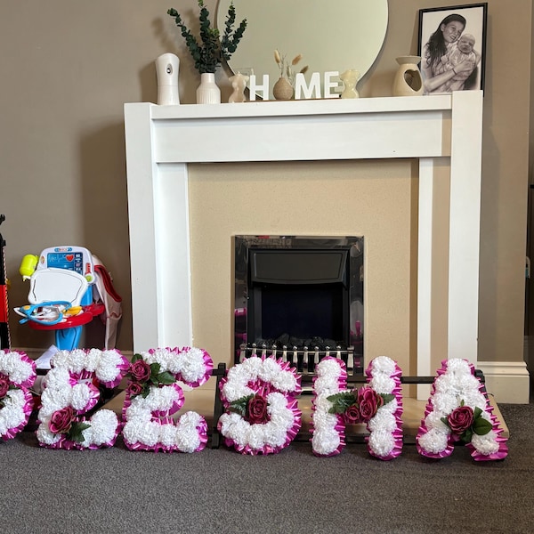 NAN WREATH - White With Yellow or ANY 3 Letters/colours Custom Funeral ...