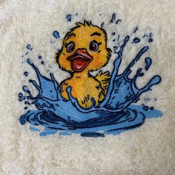 Duckling Splash Embroidery Design, Baby Duck Embroidery Design, Farm ...