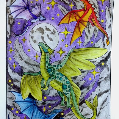 Mystical Moon Coloring Page Printable Adult Coloring Page Instant ...