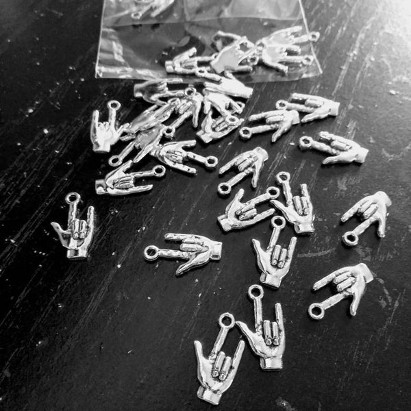 BULK 50 Hand I Love You Symbol Charms Antique Silver Tone M244 - Etsy