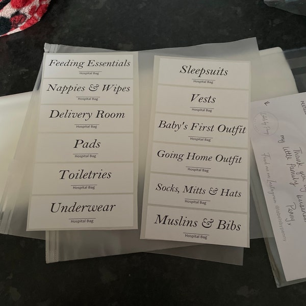 4-36pk Personalised Hospital Bag Organiser Labels Maternity Bag ...