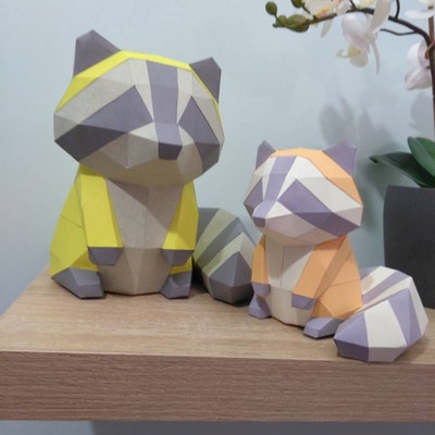 Raccoon Paper Model ,papercraft , DIY , Low Poly , PDF Papercraft ...