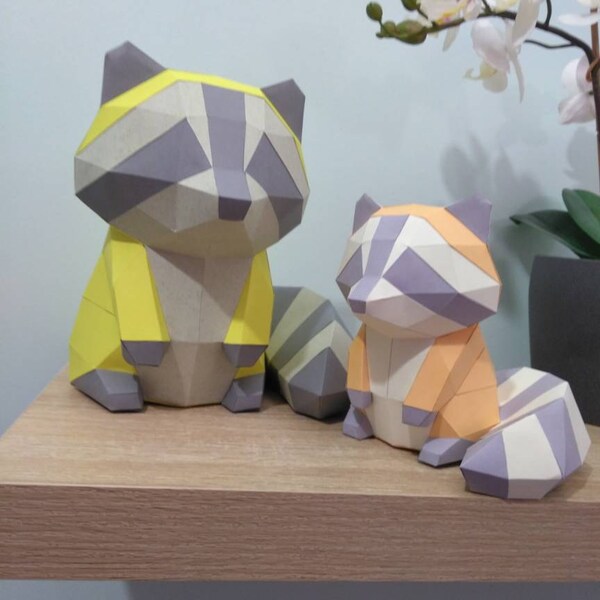 Raccoon Paper Model ,papercraft , DIY , Low Poly , PDF Papercraft ...