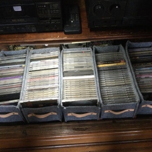 CD Box With Leather Handle, Felt Basket, CD Storage, Minimalist ...