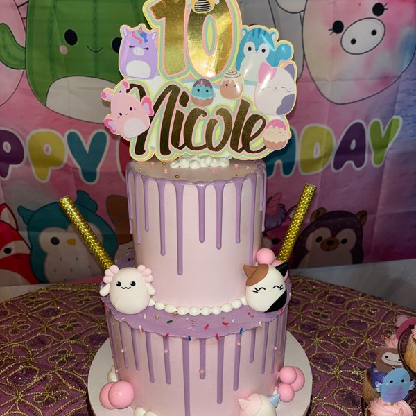 Squishmallow Cake Topper, Squishmallow Favor Bags, Squishmallow Letter ...