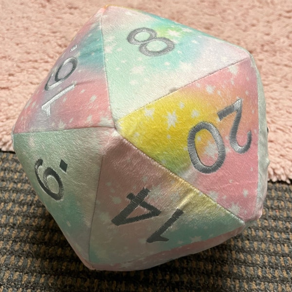 Handmade Embroidered D20 20 Sided Dice Plush Pillow or Stuffed Twenty ...