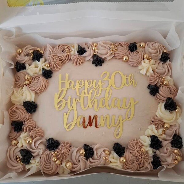 Sheet Cake Topper, Happy Birthday, Glitter Cardstock, Personalised ...