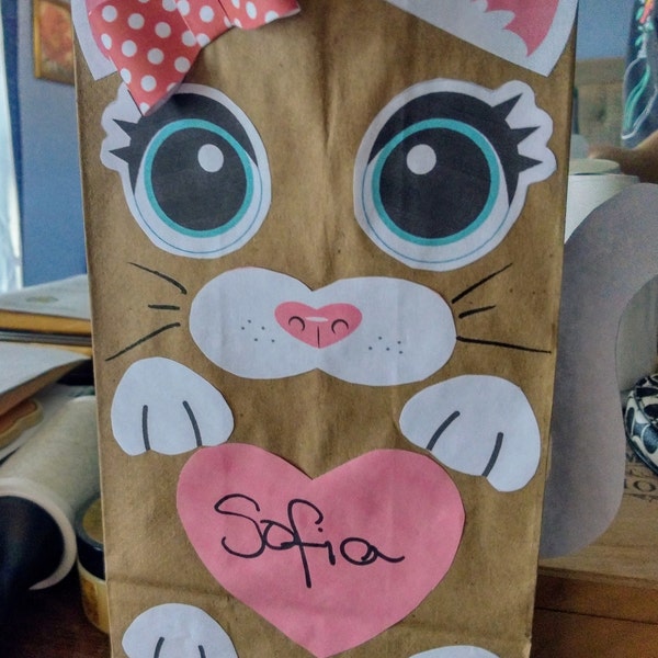 Cat Valentine Bag or Box Printable Decor Kit 3D Snout, Paws, Tail ...