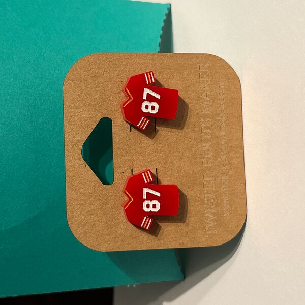 MINI - Red - Kansas City Chiefs Jersey Laser Cut Painted Stud Earrings ...