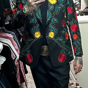 Men's Safari Bush Jacket Emerald Wool Notch Lapel Formal Chest Waist ...