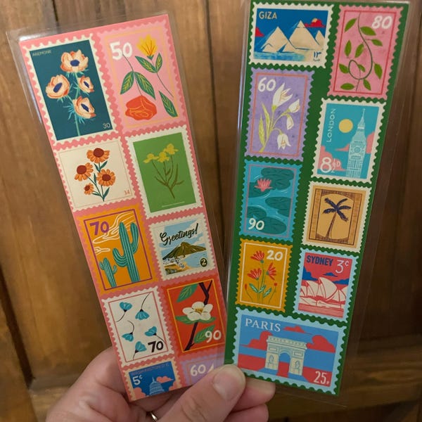 Vintage Nature Stamp Bookmark Flower Autumn Garden Butterfly Travel ...